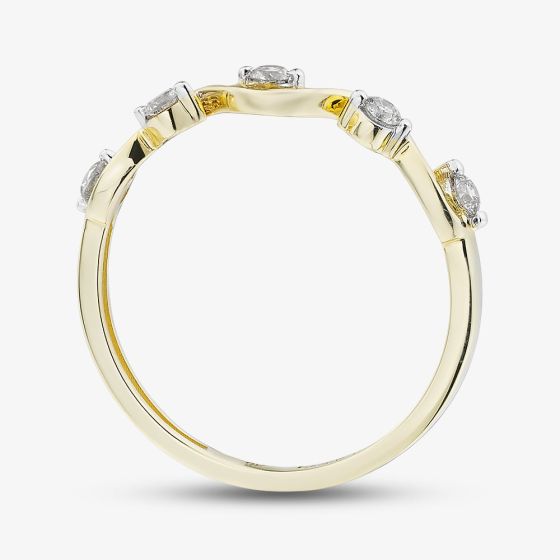 9ct Yellow Gold 0.15ct Diamond Wave Ring - thbaker.co.uk
