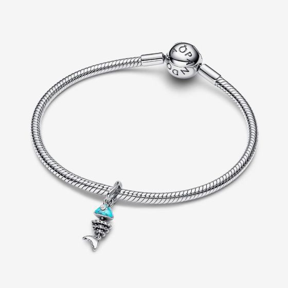 PANDORA 793894C01 Silver Turquoise Fishbone Charm - thbaker.co.uk