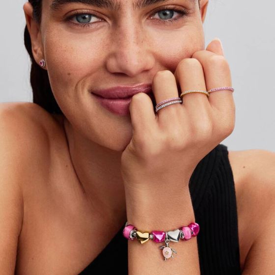 PANDORA 764432C01 Two Colour 2026 Pink Sea Turtle Dangle Charm ...