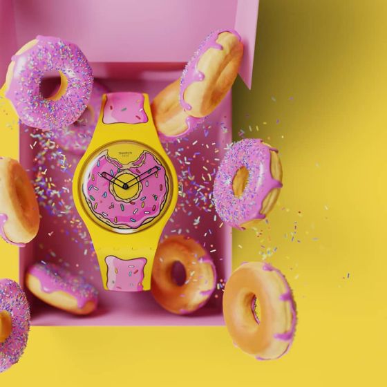 Swatch SO29Z134 Simpsons Seconds of Sweetness Watch - thbaker.co.uk