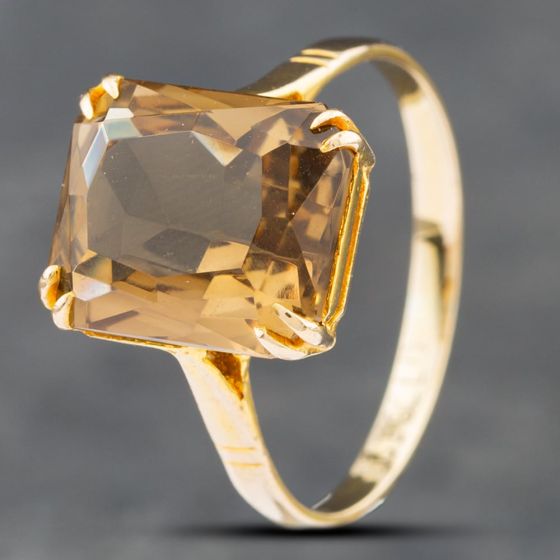 Second Hand Vintage Yellow Gold Smokey Quartz Dress Ring 41102451 ...