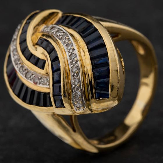 Second Hand 18ct Gold Diamond And Sapphire Abstract Cluster Ring ...