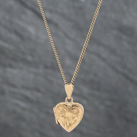 Second Hand Vintage 9ct Yellow Gold Pendant & 18 Inch Curb Chain ...