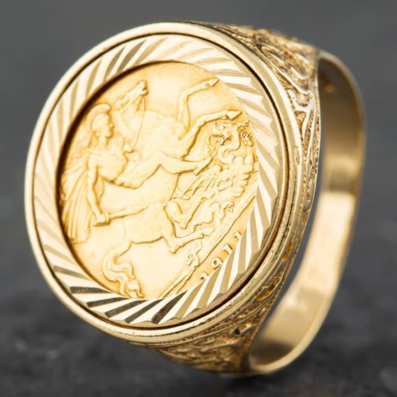Second Hand Yellow Gold 1911 Half Sovereign Coin Ring 41201017 ...