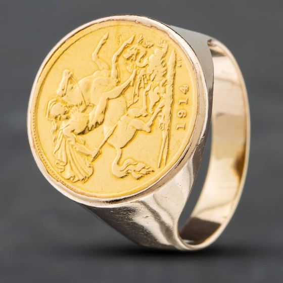 Second Hand Yellow Gold 1914 George Half Sovereign Coin Ring 41201077 ...