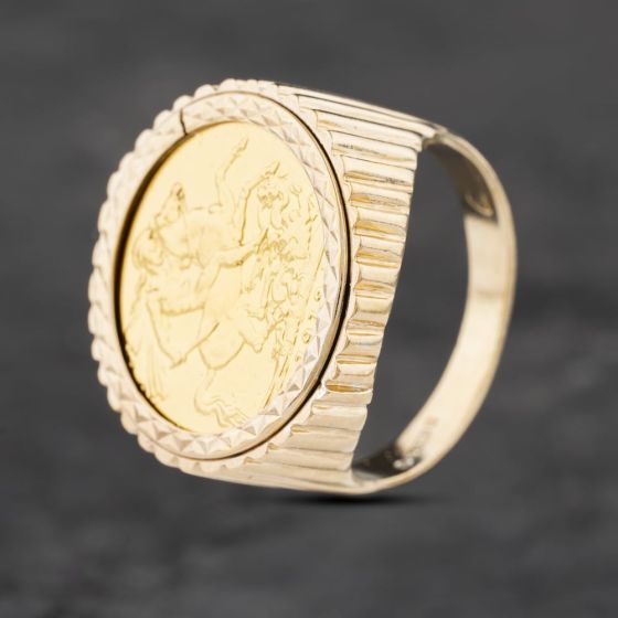 Second Hand 9ct Yellow Gold 1913 George V Full Sovereign Coin Ring ...
