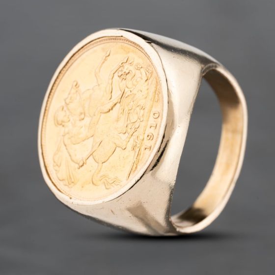 Second Hand Yellow Gold 1910 Full Sovereign Coin Ring 41201215 ...
