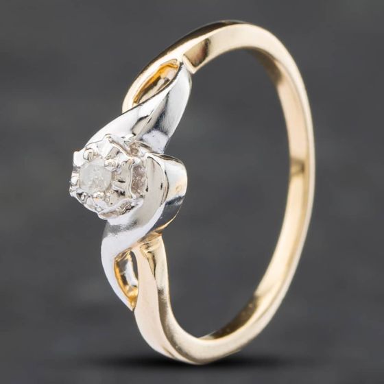 Second Hand 9ct Two Colour Gold Brilliant Cut Diamond Openwork ...