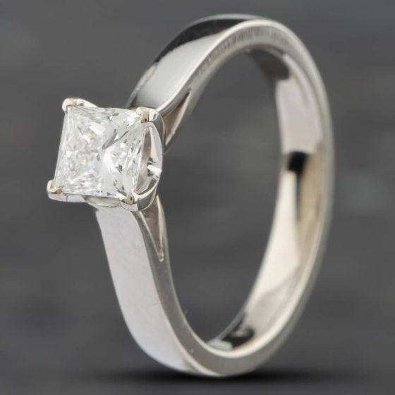 Second Hand Platinum 0.58ct Princess Cut Diamond Solitaire Ring ...