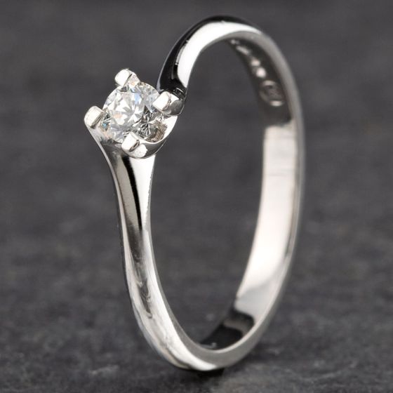 Second Hand Platinum 0.20ct Diamond Twist Solitaire Ring - thbaker.co.uk