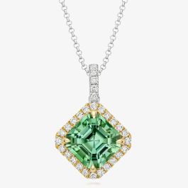 Tivon PTT-0979-GT 18ct Gold Green Tourmaline & Diamond Necklace ...