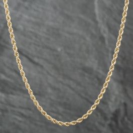 Second Hand 9ct Yellow Gold 22 Inch Rope Chain 41021192 - thbaker.co.uk