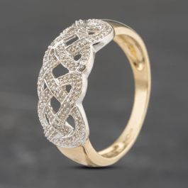 Second Hand 9ct Yellow Gold Diamond Open Band Crossover Ring 41382742 ...