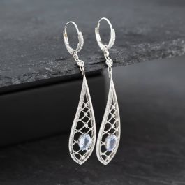 Second Hand 18ct White Gold Oval Cut Sapphire & Brilliant Cut Diamond ...