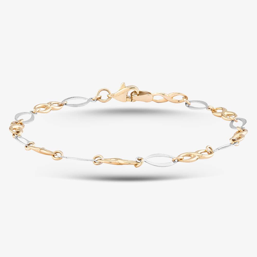 9ct Yellow Gold Two Colour Infinity Link Bracelet - thbaker.co.uk