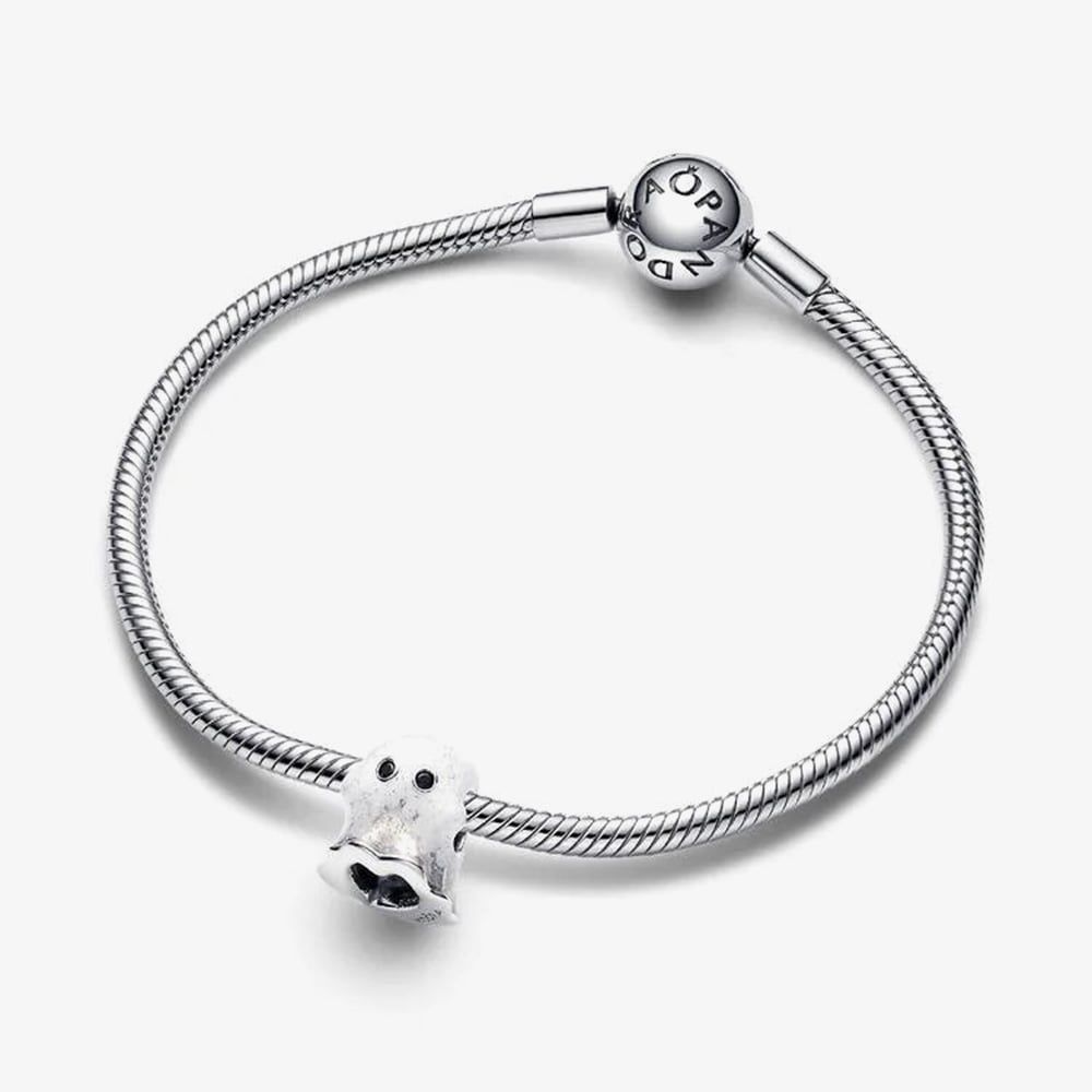 PANDORA 793404C01 Glow In The Dark Enamel Ghost Charm - thbaker.co.uk
