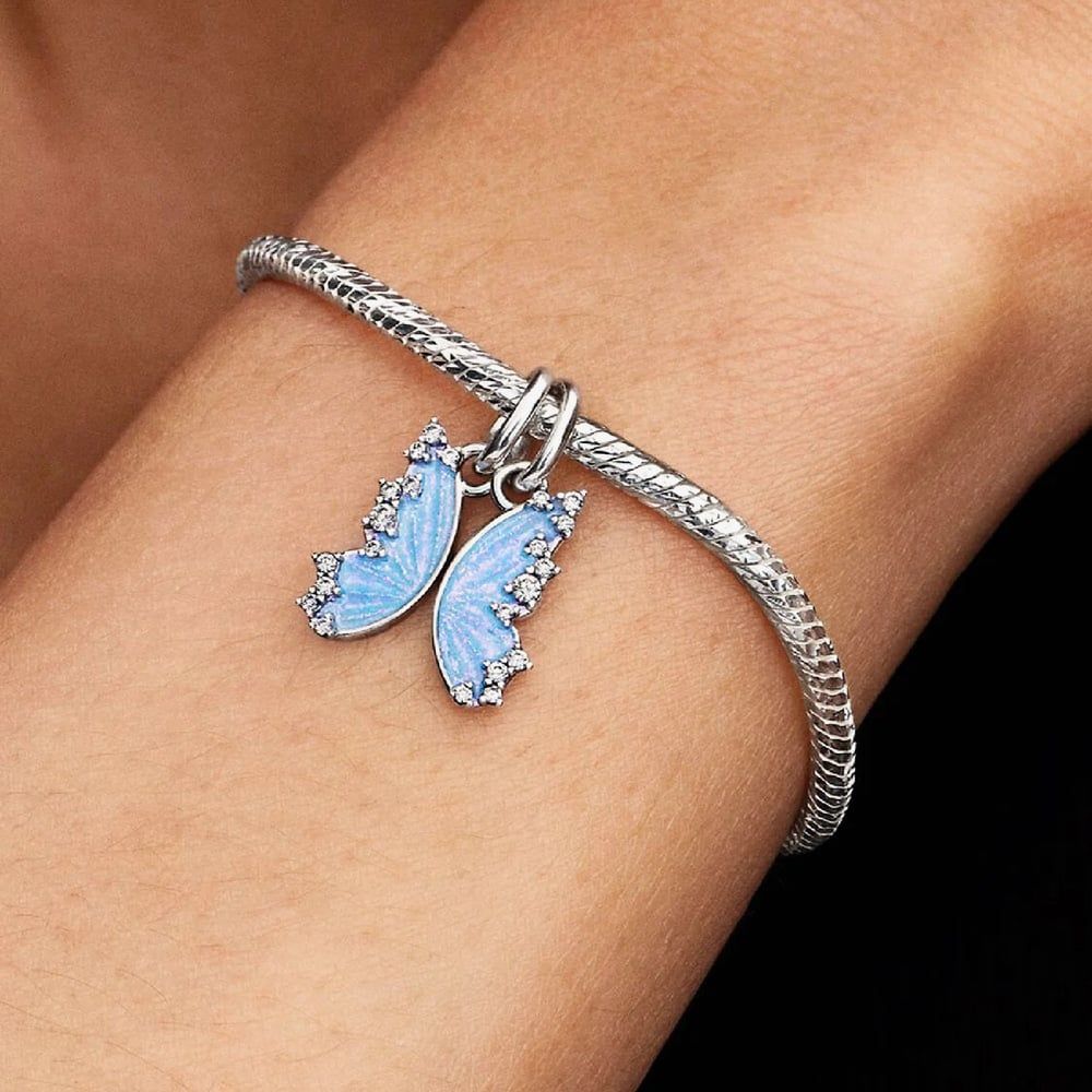 PANDORA 594236C00 Silver Heart Clasp Faceted Snake Chain Bracelet ...
