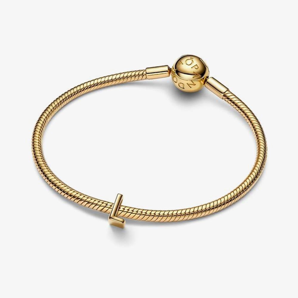 PANDORA 763958C00 14ct Gold Plated Letter L Alphabet Charm - thbaker.co.uk