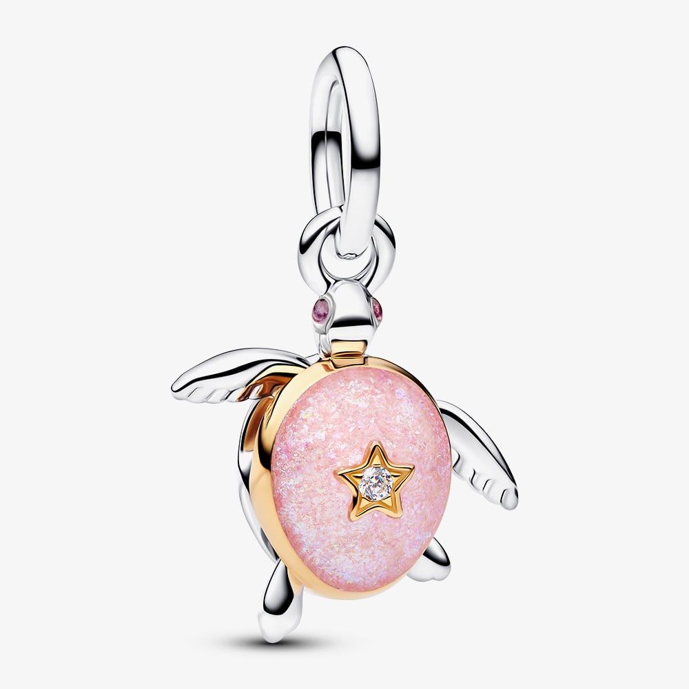 PANDORA 764432C01 Two Colour 2026 Pink Sea Turtle Dangle Charm ...
