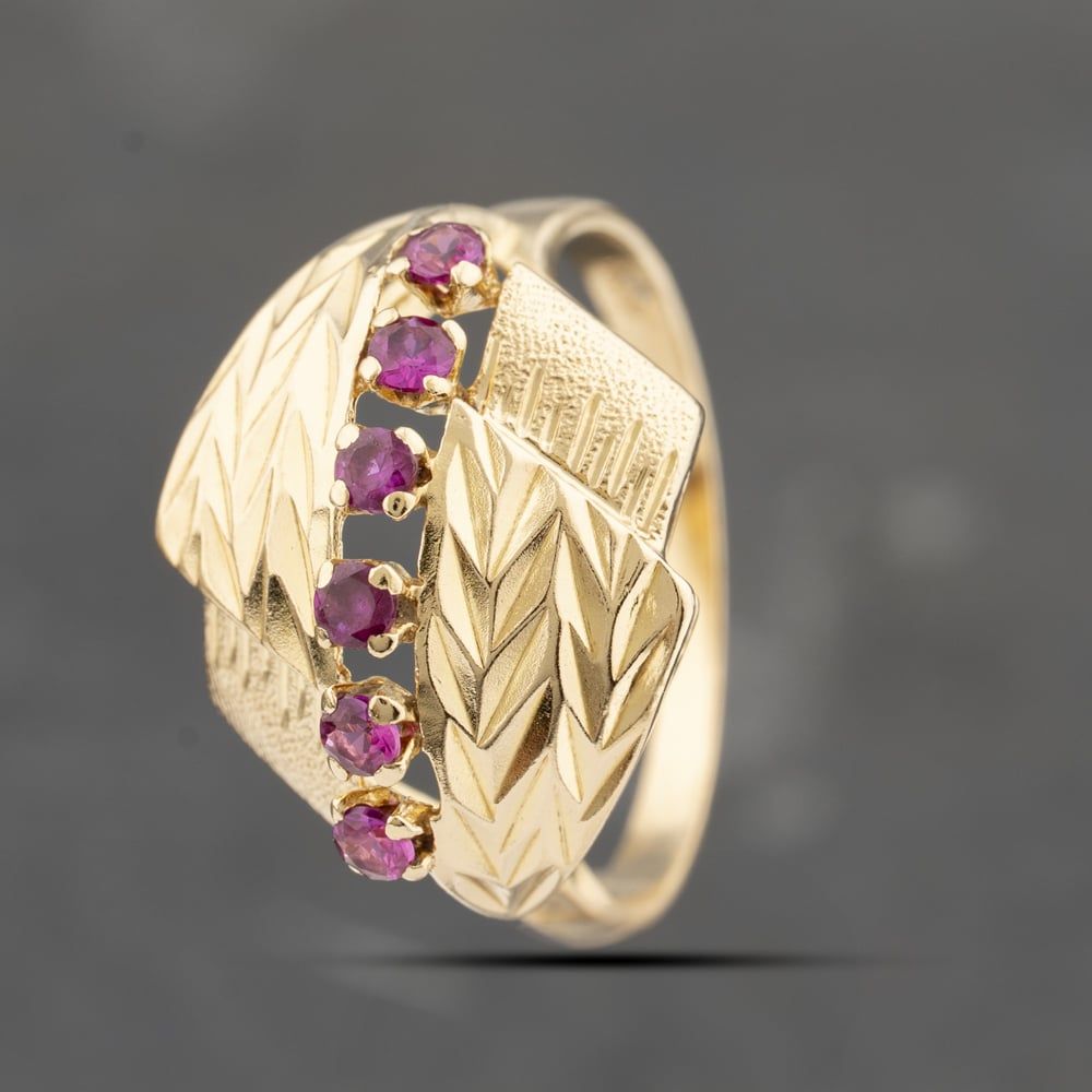 Second Hand 18ct Yellow Gold Ruby Diamond Cut Fancy Dress Ring 41103251 ...