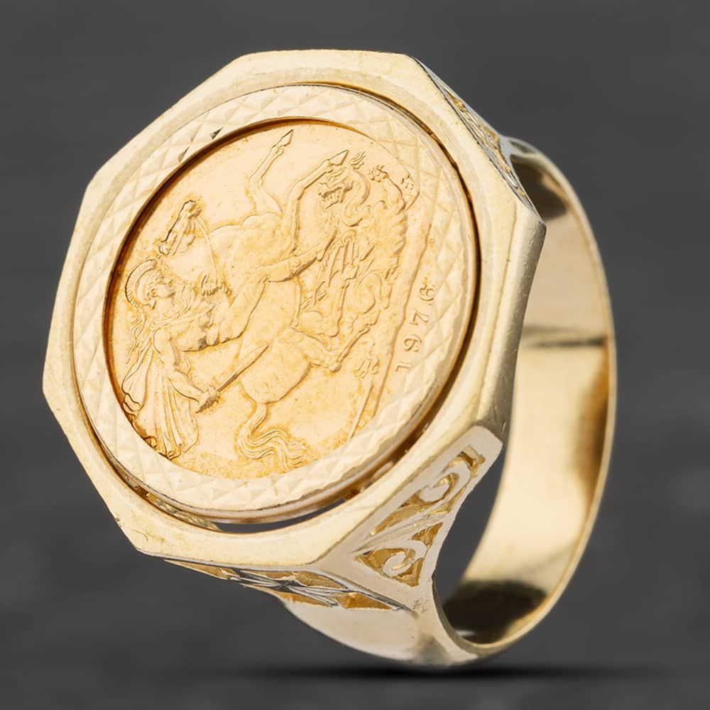 Second Hand 9ct Yellow Gold 1976 Full Sovereign Coin Ring 41201100BND ...