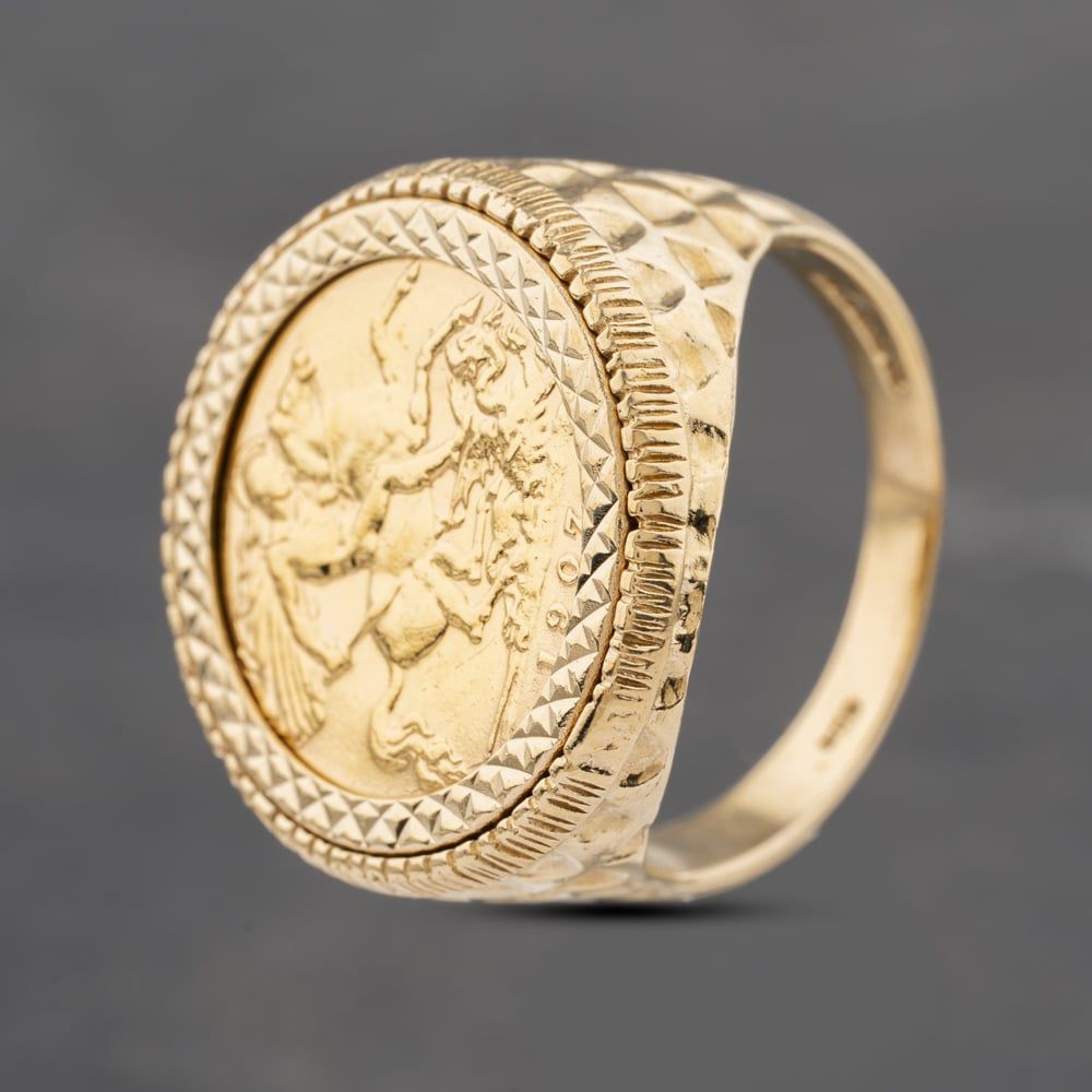 Second Hand Yellow Gold 1907 Half Sovereign Coin Ring 41201185 ...