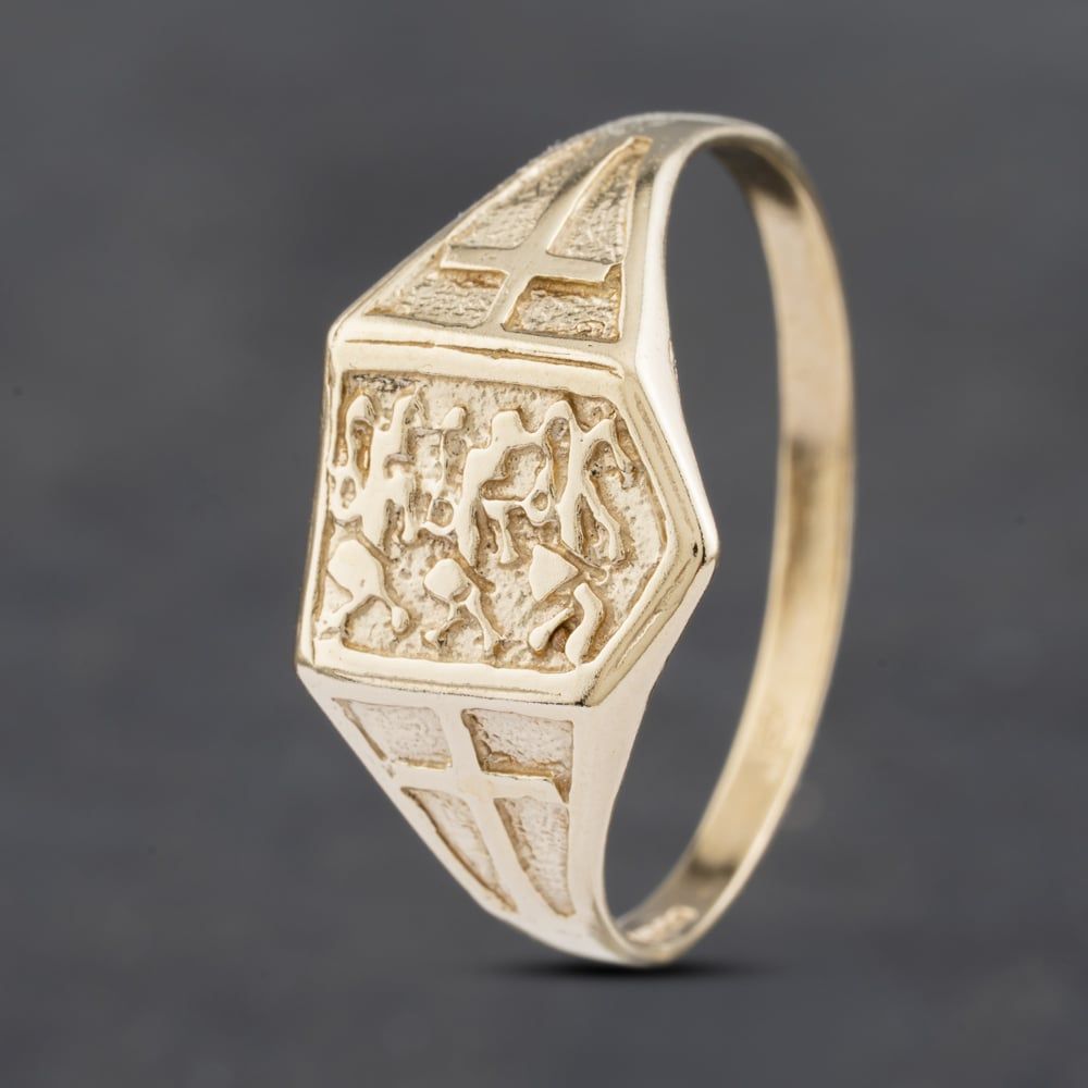Second Hand 9ct Yellow Gold England Crest Signet Ring 41341872 ...