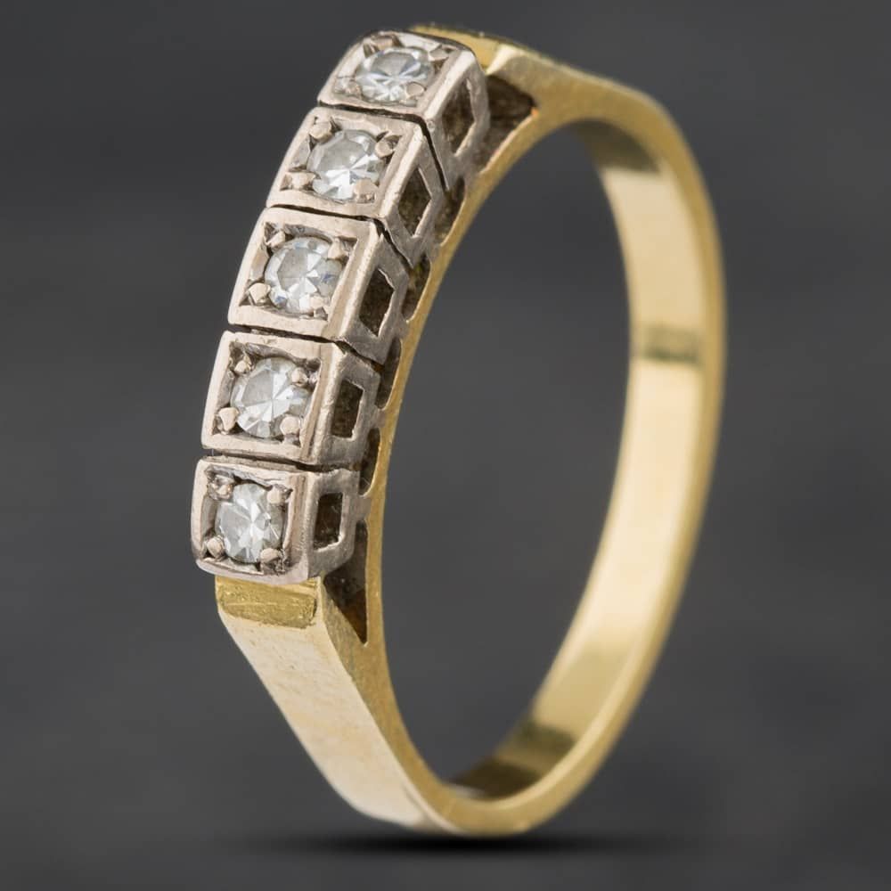 Second Hand Vintage Yellow Gold Diamond Five Stone Ring 4148351 ...