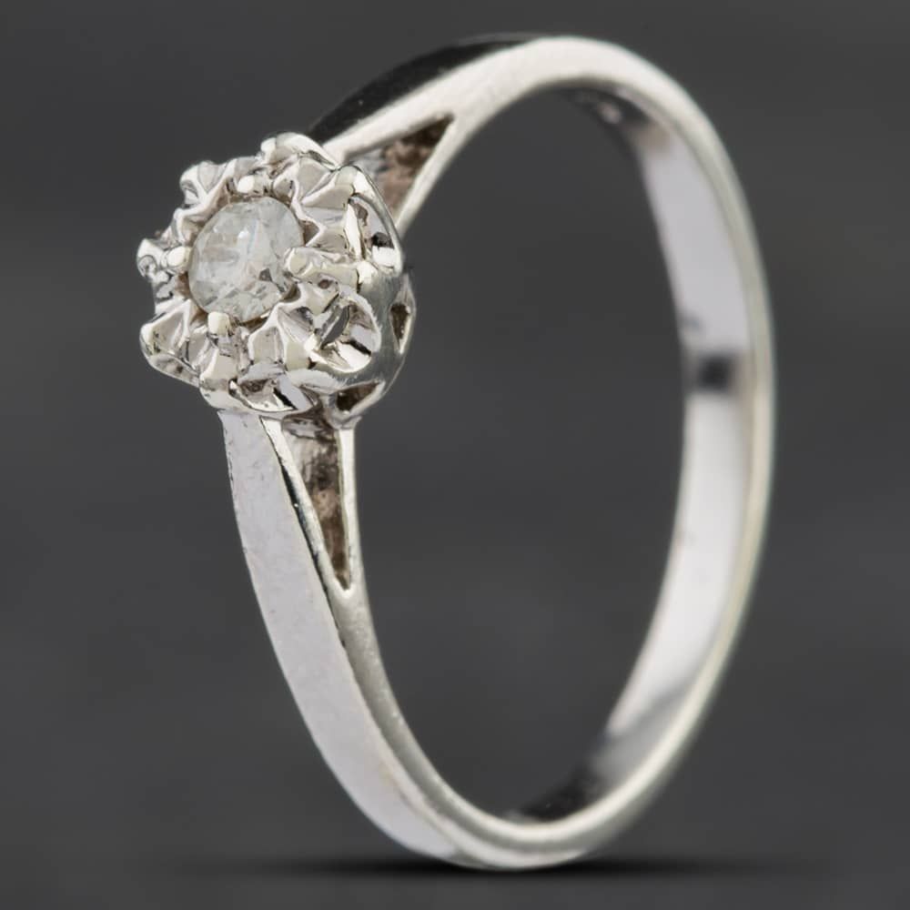 Second Hand 9ct White Gold Diamond Solitaire Ring - thbaker.co.uk
