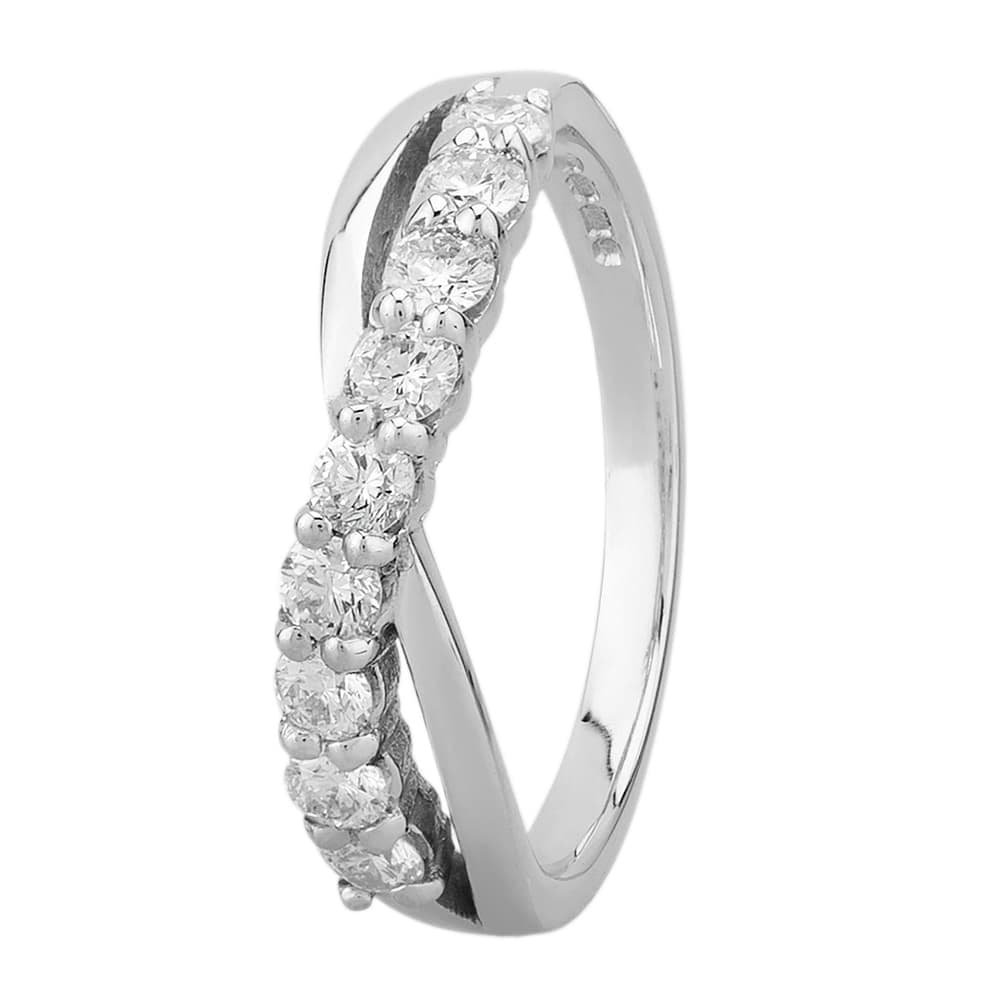 9ct White Gold 0.50ct Diamond Crossover Half Eternity Ring 9052/9W ...