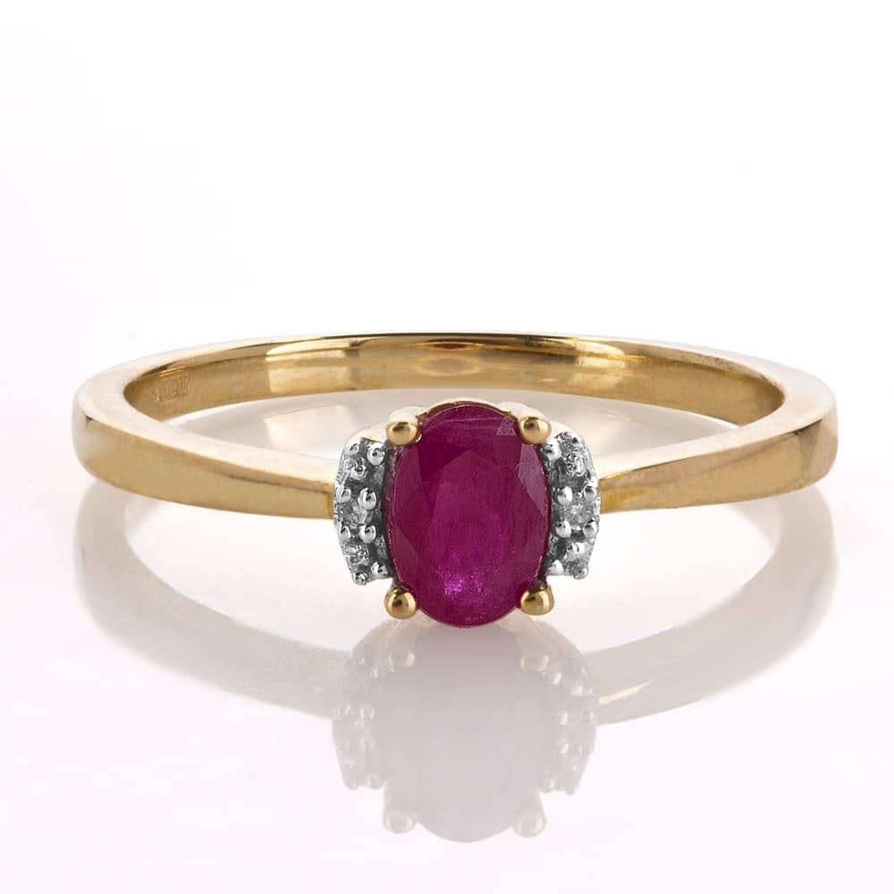 9ct Gold Oval Diamond Ruby Ring VRS1001-R | T.H. Baker Family Jewellers