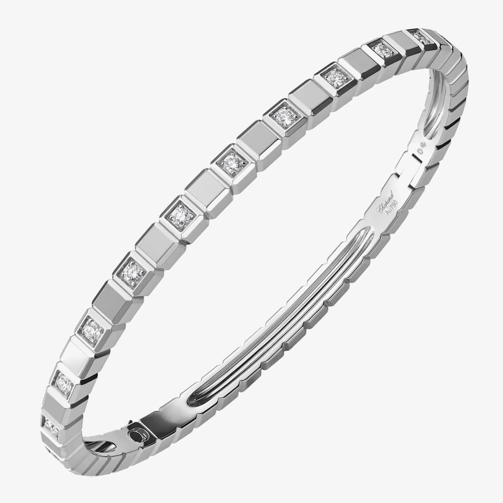 Chopard Ice Cube 18ct White Gold Half Set Diamond Bangle 858350-1005 (M ...