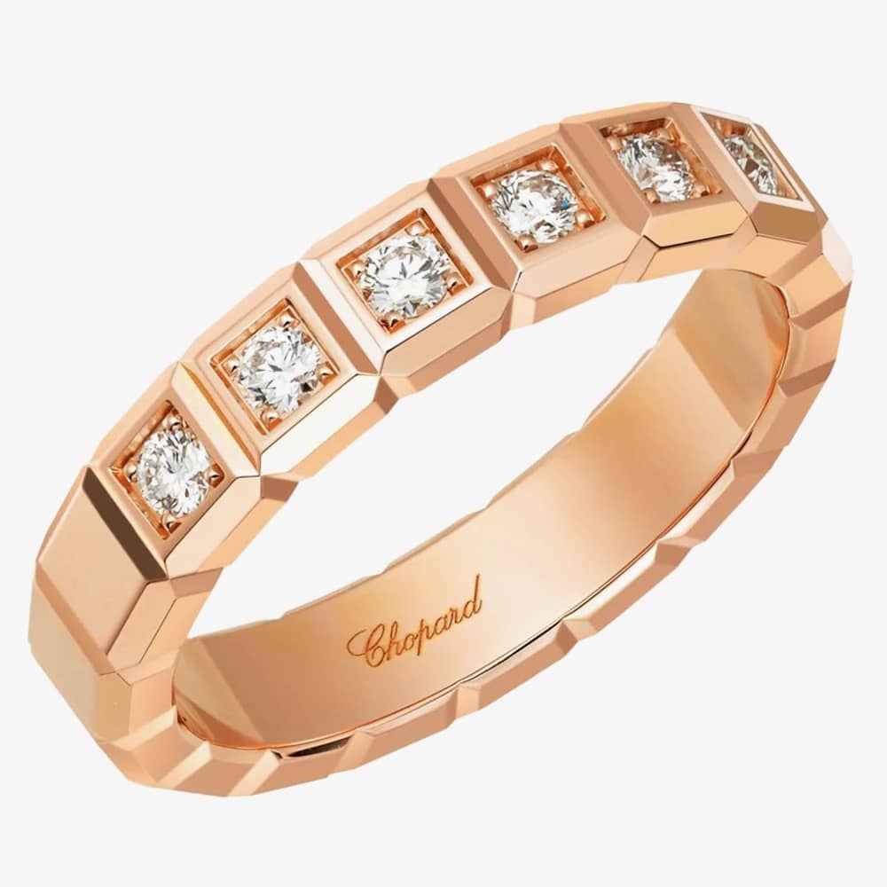 Chopard 829834-50 Ice Cube 18ct Rose Gold Half Eternity Ring - thbaker.co.uk
