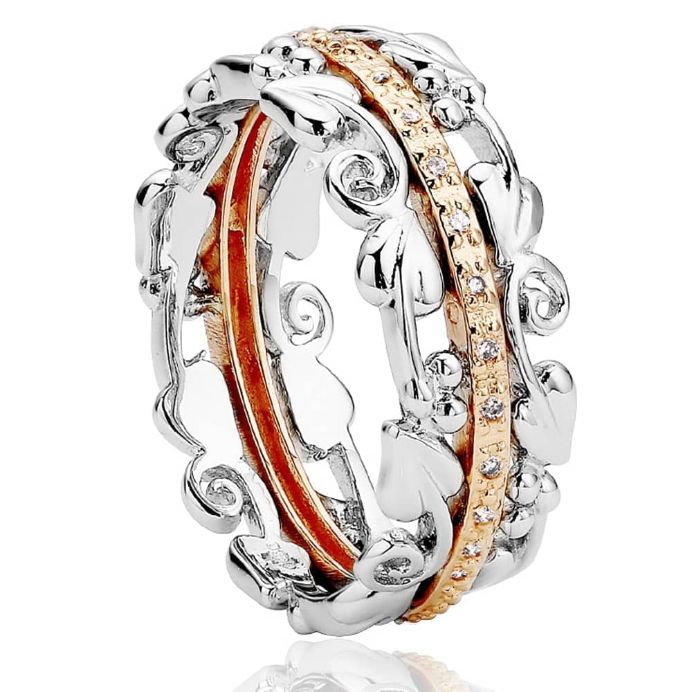 Clogau Silver 9ct Rose Gold Diamond Am Byth Ring 3SABR01 | T.H. Baker ...