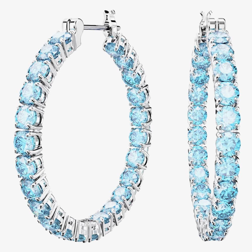 Swarovski 5647446 Matrix Blue Cubic Zirconia Hoop Earrings - thbaker.co.uk