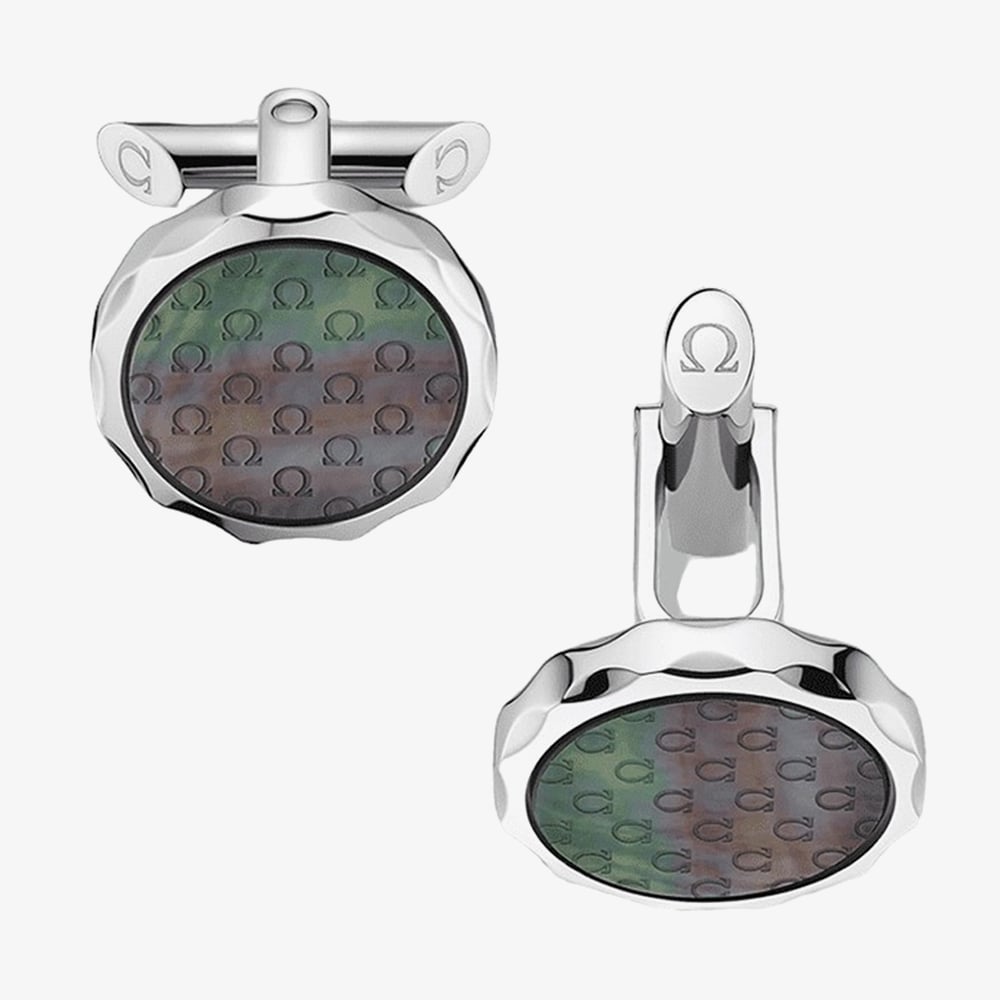 OMEGA Seamaster Stainless-Steel & Tahiti Mother-of-Pearl Cufflinks ...