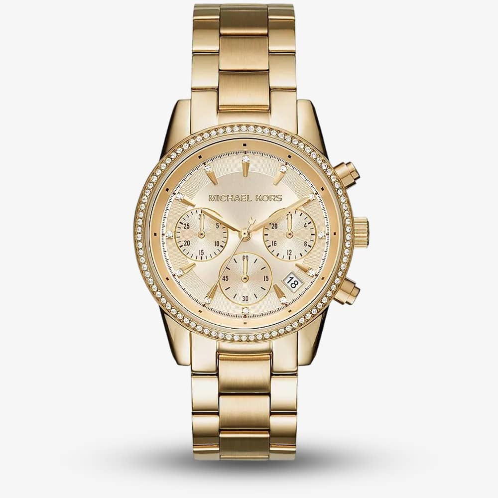 Michael Kors MK6356 Ritz Gold Plated Chronograph Watch - thbaker.co.uk
