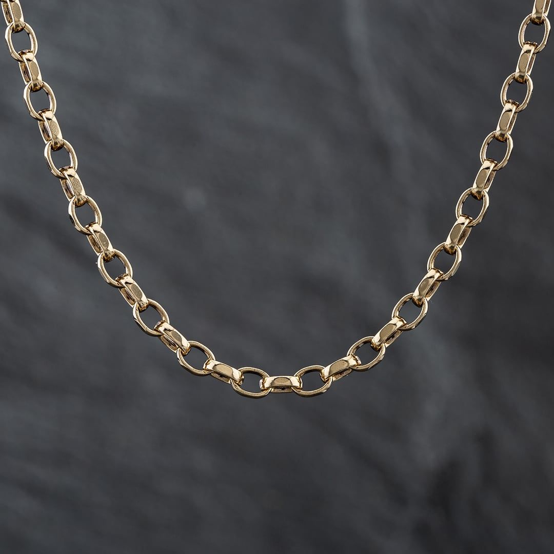 Second Hand 9ct Yellow Gold Oval Filed 20.5 Inch Belcher Chain 41161486 ...