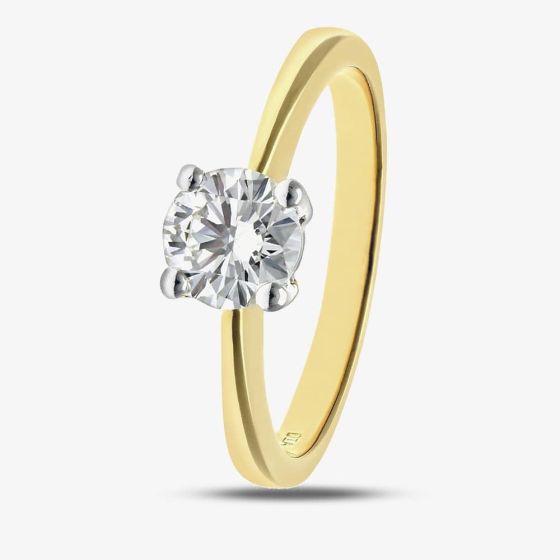18ct Yellow Gold 0.75ct Diamond Solitaire Ring - thbaker.co.uk