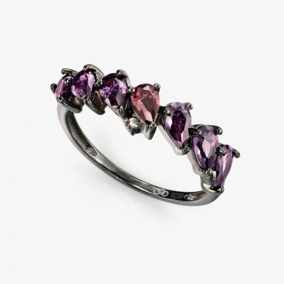 Silver Oxidised Purple And Pink Ring - thbaker.co.uk