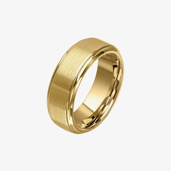 Fred Bennett R3862 8mm Brushed Gold Plated Tungsten Ring - thbaker.co.uk