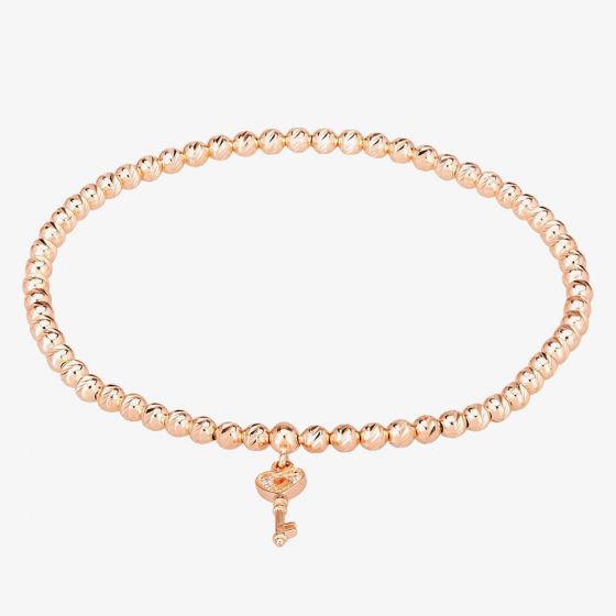 Isabella Verona Rose Gold Tone Beaded Heart Key Elastic Bracelet ...