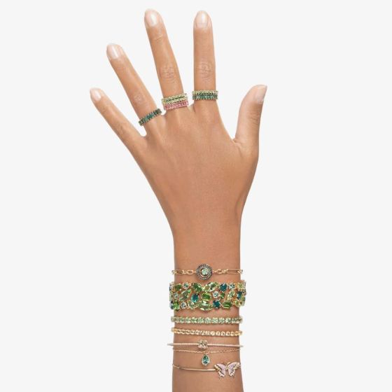 Swarovski 5662924 Stilla Green Mixed Cuts Gold Tone Plated Bangle ...