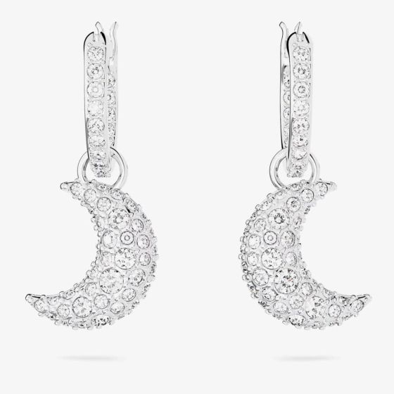 Swarovski 5666157 Luna White Rhodium Plated Dropper Earrings - thbaker ...
