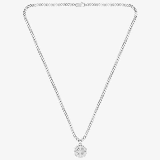 BOSS 1580544 Silver North Compass Necklace - thbaker.co.uk