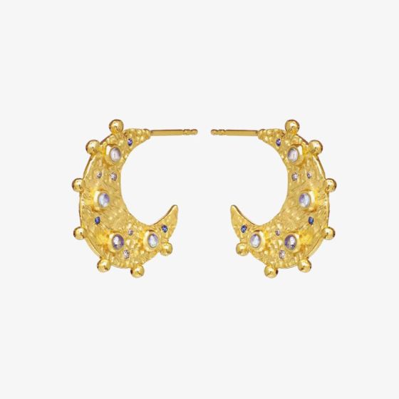 Maanesten 9866A Gold Plated Sadiq Crescent Moon Earrings - thbaker.co.uk