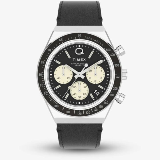 Timex TW2V42700 Q Chronograph 40mm Black Leather Strap Watch - thbaker ...