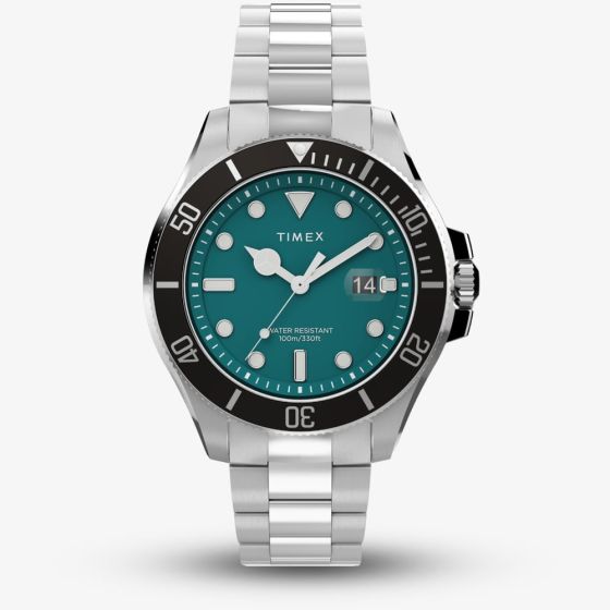 Timex Mens TW2V91900 Harborside Green Stainless Steel Watch - thbaker.co.uk