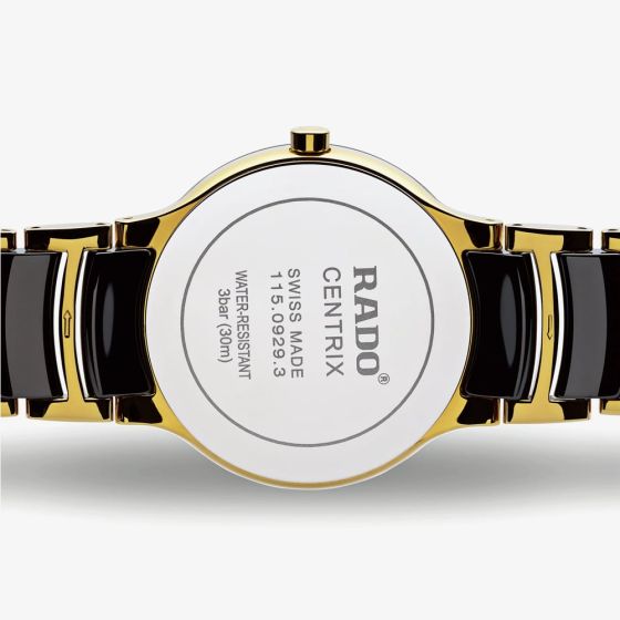 Rado R30929712 L Centrix Diamonds Black Dial Mens Watch - thbaker.co.uk