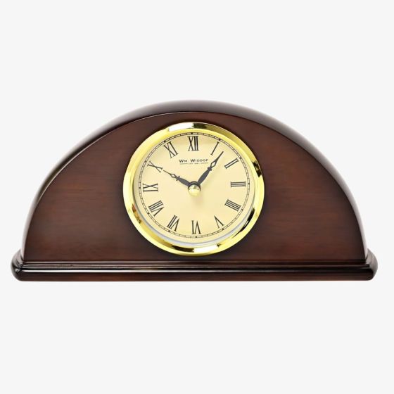 WM Widdop W3414 Wooden Half Moon Mantel Clock - thbaker.co.uk